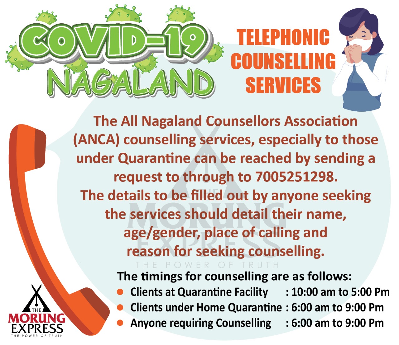 COVID-19 telephonic counselling services | MorungExpress ...