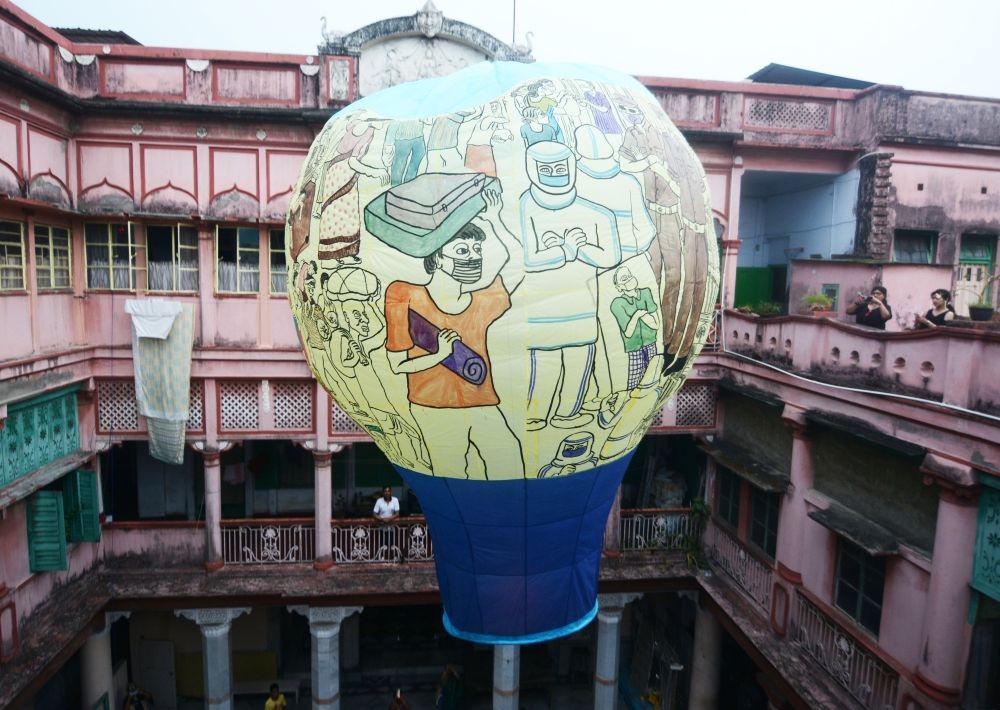 Kolkata: People release hot air balloon (fanus) to raise awareness ...
